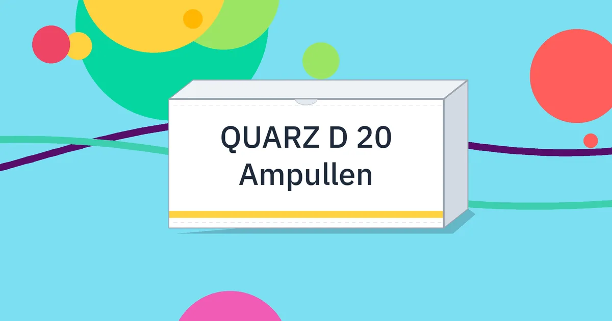 Symbolbild: Packung mit der Aufschrift QUARZ D 20 Ampullen (PZN 02832822) – Verfügbarkeit und Bezug in Apotheken in Frankfurt am Main