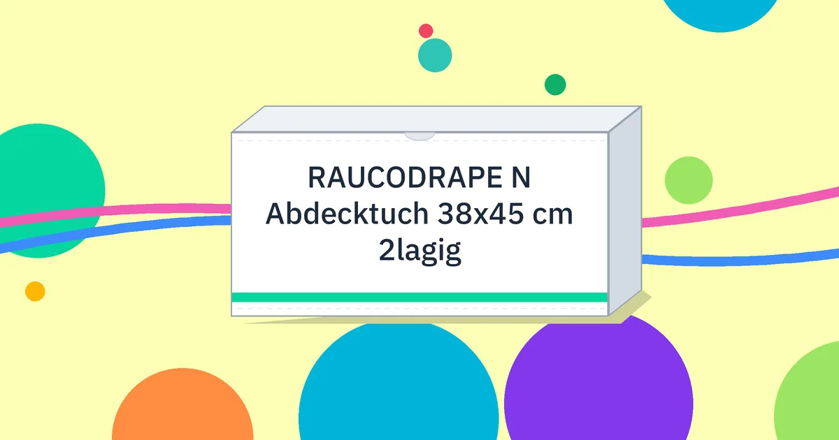 Symbolbild: Packung mit der Aufschrift RAUCODRAPE N Abdecktuch 38x45 cm 2lagig (PZN 06161945) – Verfügbarkeit und Bezug in Apotheken in Frankfurt am Main