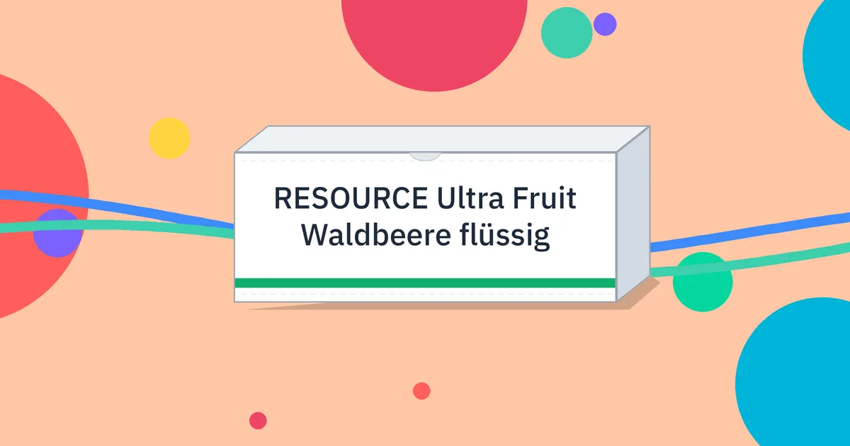 Symbolbild: Packung mit der Aufschrift RESOURCE Ultra Fruit Waldbeere flüssig (PZN 18048906) – Verfügbarkeit und Bezug in Apotheken in Frankfurt am Main