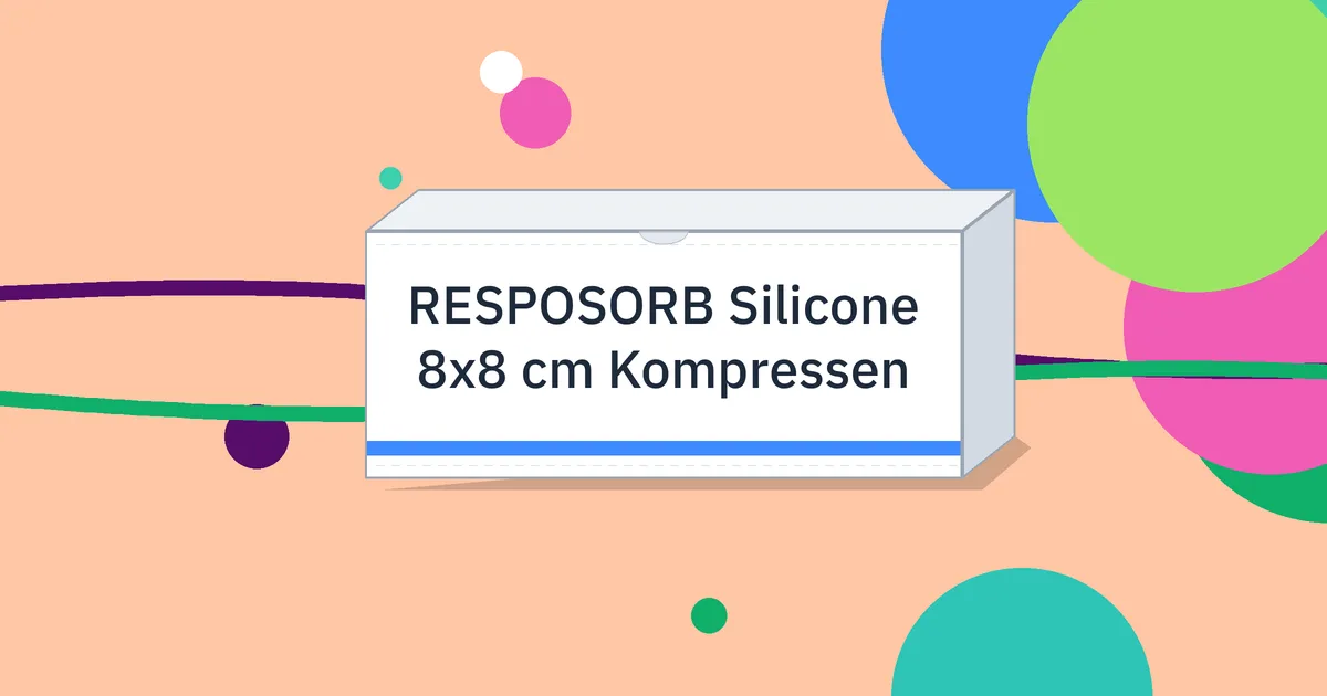 Symbolbild: Packung mit der Aufschrift RESPOSORB Silicone 8x8 cm Kompressen (PZN 20717906) – Verfügbarkeit und Bezug in Apotheken in Frankfurt am Main