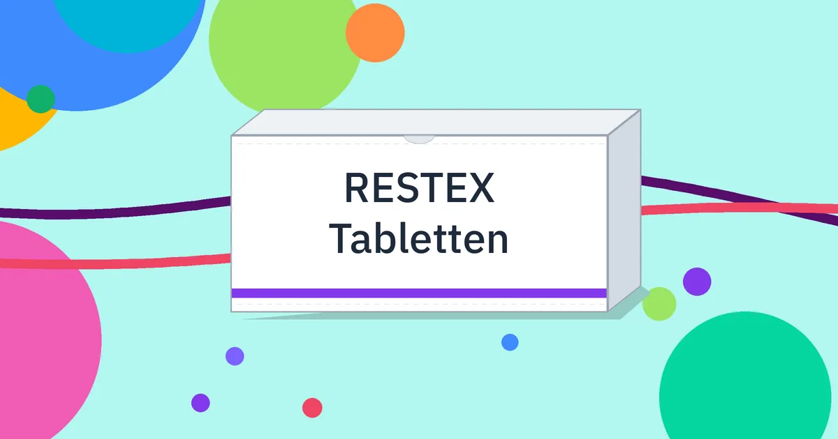 Symbolbild: Packung mit der Aufschrift RESTEX Tabletten (PZN 00576148) – Verfügbarkeit und Bezug in Apotheken in Frankfurt am Main