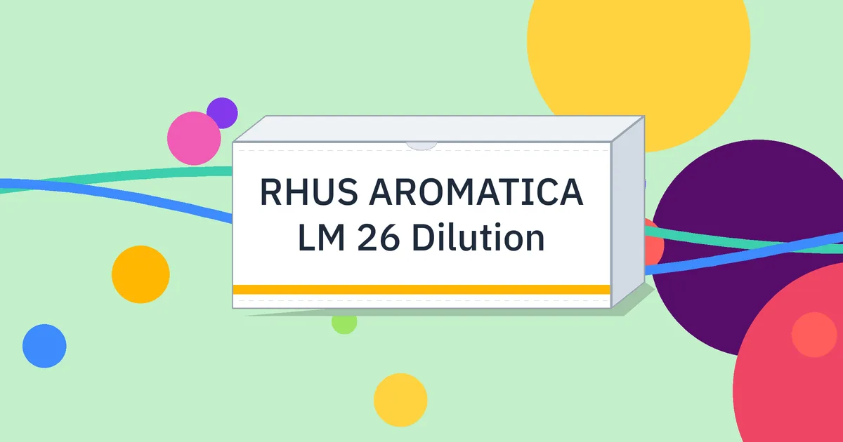 Symbolbild: Packung mit der Aufschrift RHUS AROMATICA LM 26 Dilution (PZN 13051967) – Verfügbarkeit und Bezug in Apotheken in Frankfurt am Main