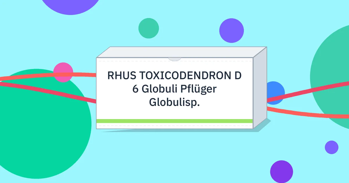 Symbolbild: Packung mit der Aufschrift RHUS TOXICODENDRON D 6 Globuli Pflüger Globulisp. (PZN 20289043) – Verfügbarkeit und Bezug in Apotheken in Frankfurt am Main