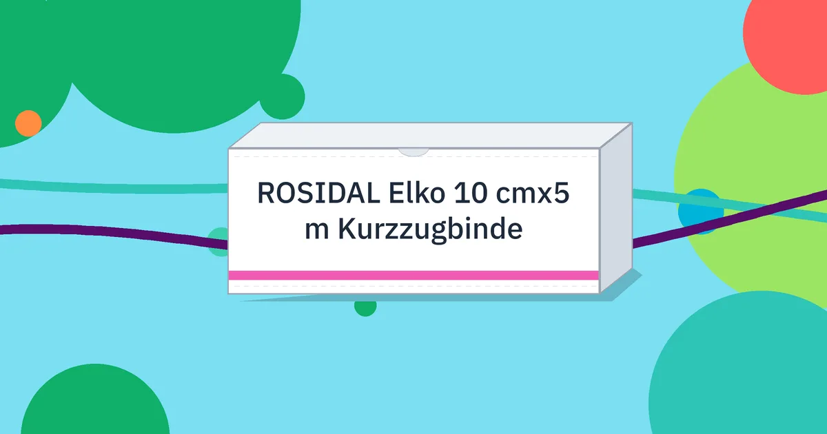 Symbolbild: Packung mit der Aufschrift ROSIDAL Elko 10 cmx5 m Kurzzugbinde (PZN 18913592) – Verfügbarkeit und Bezug in Apotheken in Frankfurt am Main