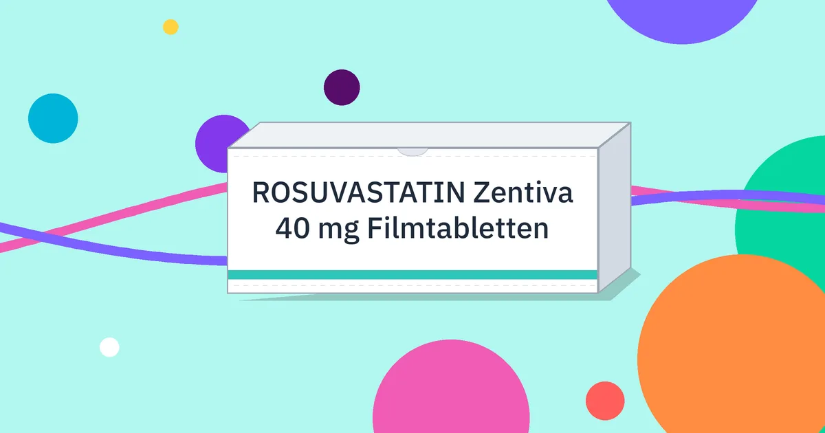 Symbolbild: Packung mit der Aufschrift ROSUVASTATIN Zentiva 40 mg Filmtabletten (PZN 18755667) – Verfügbarkeit und Bezug in Apotheken in Frankfurt am Main