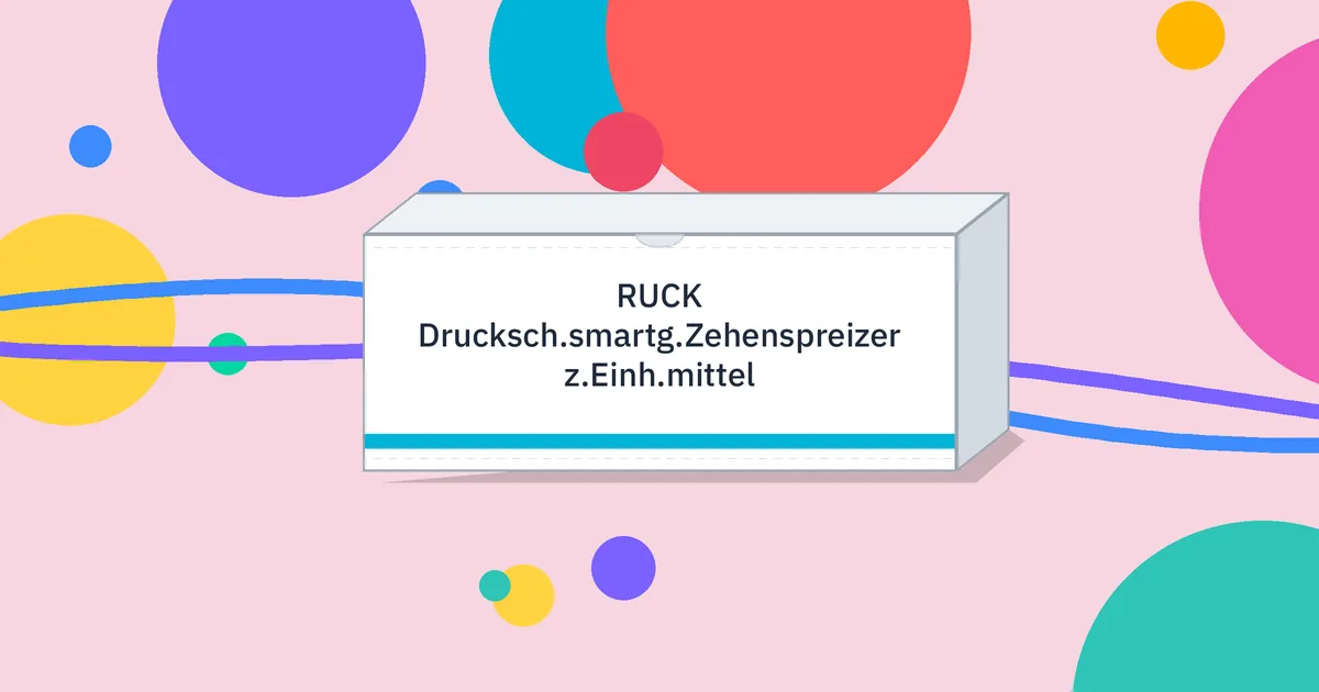 Symbolbild: Packung mit der Aufschrift RUCK Drucksch.smartg.Zehenspreizer z.Einh.mittel (PZN 16904956) – Verfügbarkeit und Bezug in Apotheken in Frankfurt am Main