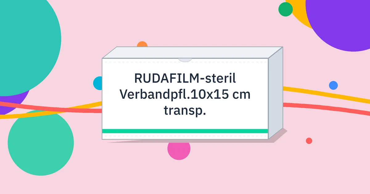 Symbolbild: Packung mit der Aufschrift RUDAFILM-steril Verbandpfl.10x15 cm transp. (PZN 07742443) – Verfügbarkeit und Bezug in Apotheken in Frankfurt am Main