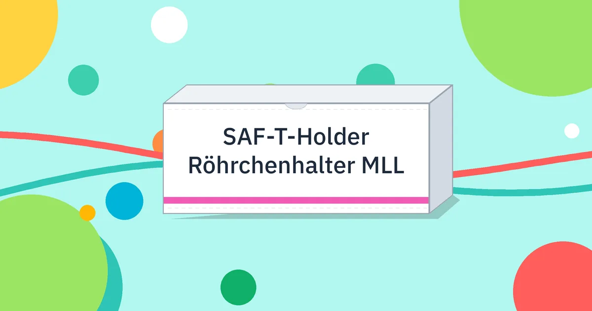 Symbolbild: Packung mit der Aufschrift SAF-T-Holder Röhrchenhalter MLL (PZN 07734900) – Verfügbarkeit und Bezug in Apotheken in Frankfurt am Main
