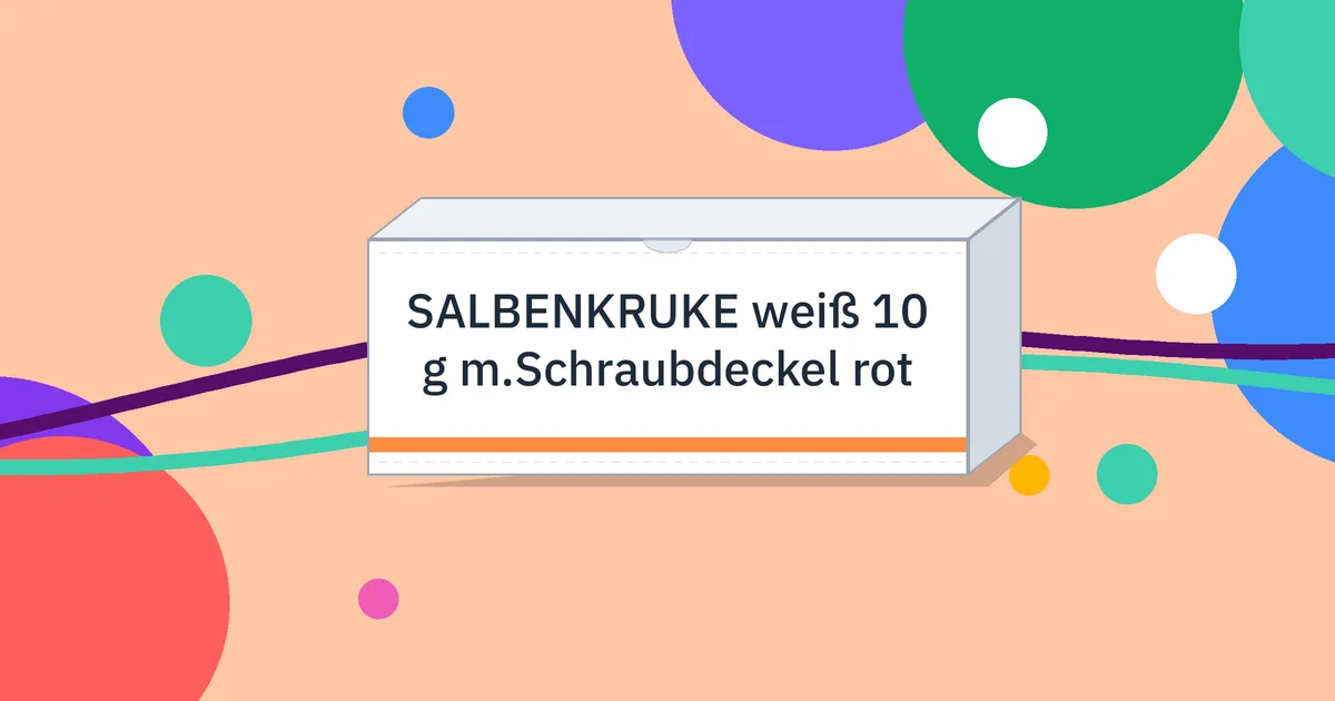 Symbolbild: Packung mit der Aufschrift SALBENKRUKE weiß 10 g m.Schraubdeckel rot (PZN 10121845) – Verfügbarkeit und Bezug in Apotheken in Frankfurt am Main