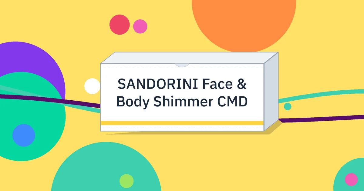 Symbolbild: Packung mit der Aufschrift SANDORINI Face & Body Shimmer CMD (PZN 12579695) – Verfügbarkeit und Bezug in Apotheken in Frankfurt am Main