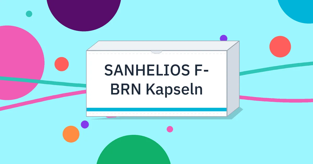 Symbolbild: Packung mit der Aufschrift SANHELIOS F-BRN Kapseln (PZN 15242832) – Verfügbarkeit und Bezug in Apotheken in Frankfurt am Main