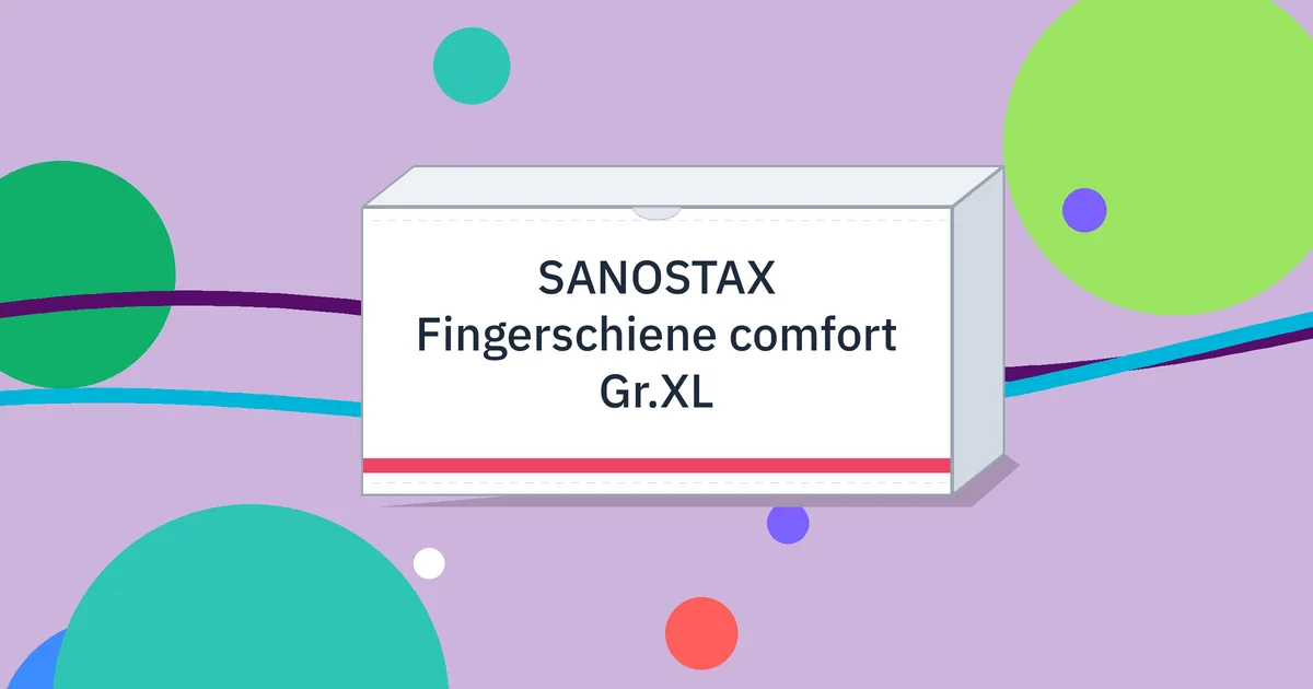 Symbolbild: Packung mit der Aufschrift SANOSTAX Fingerschiene comfort Gr.XL (PZN 10288315) – Verfügbarkeit und Bezug in Apotheken in Frankfurt am Main