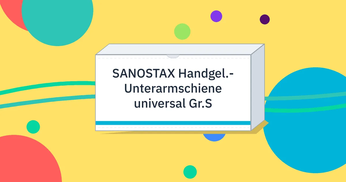 Symbolbild: Packung mit der Aufschrift SANOSTAX Handgel.-Unterarmschiene universal Gr.S (PZN 10288433) – Verfügbarkeit und Bezug in Apotheken in Frankfurt am Main