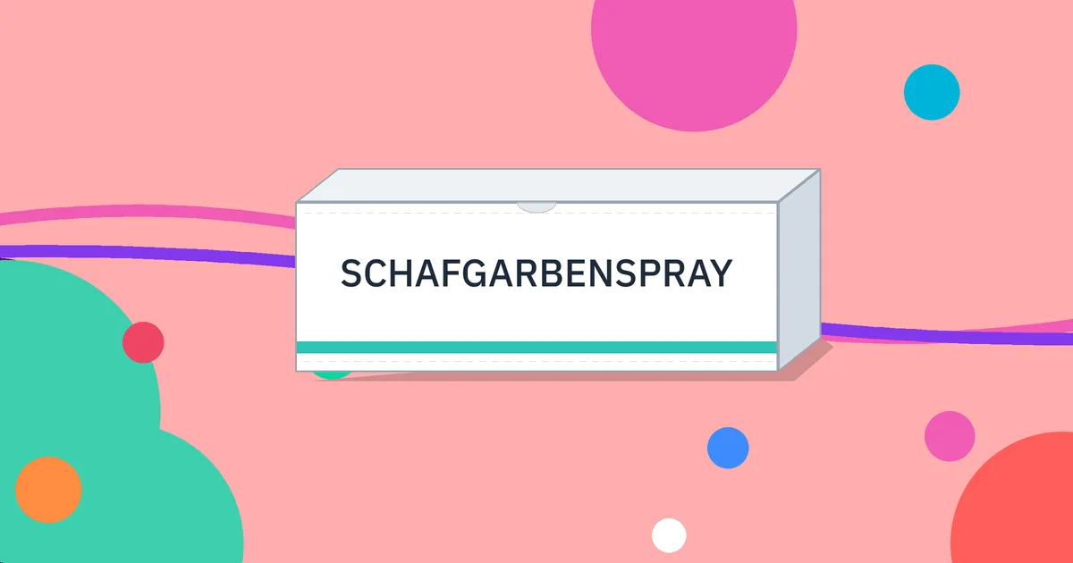 Symbolbild: Packung mit der Aufschrift SCHAFGARBENSPRAY (PZN 11713571) – Verfügbarkeit und Bezug in Apotheken in Frankfurt am Main