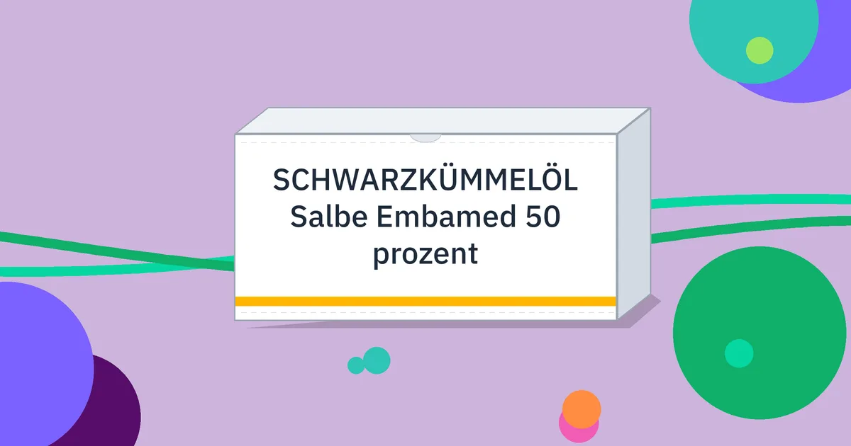 Symbolbild: Packung mit der Aufschrift SCHWARZKÜMMELÖL Salbe Embamed 50 prozent (PZN 18901459) – Verfügbarkeit und Bezug in Apotheken in Frankfurt am Main