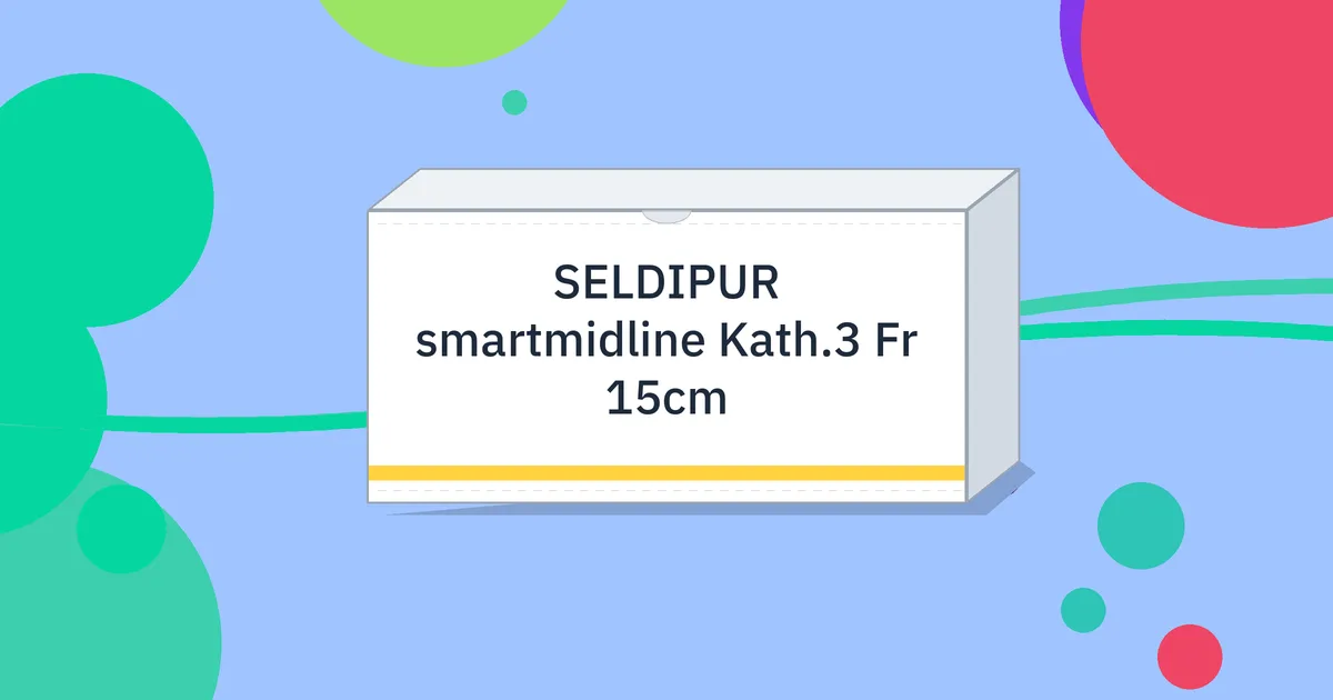 Symbolbild: Packung mit der Aufschrift SELDIPUR smartmidline Kath.3 Fr 15cm (PZN 15263567) – Verfügbarkeit und Bezug in Apotheken in Frankfurt am Main