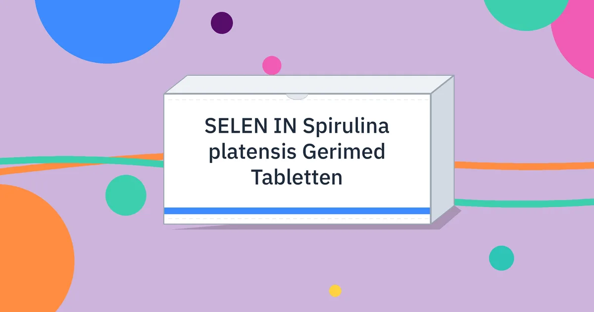 Symbolbild: Packung mit der Aufschrift SELEN IN Spirulina platensis Gerimed Tabletten (PZN 04698730) – Verfügbarkeit und Bezug in Apotheken in Frankfurt am Main