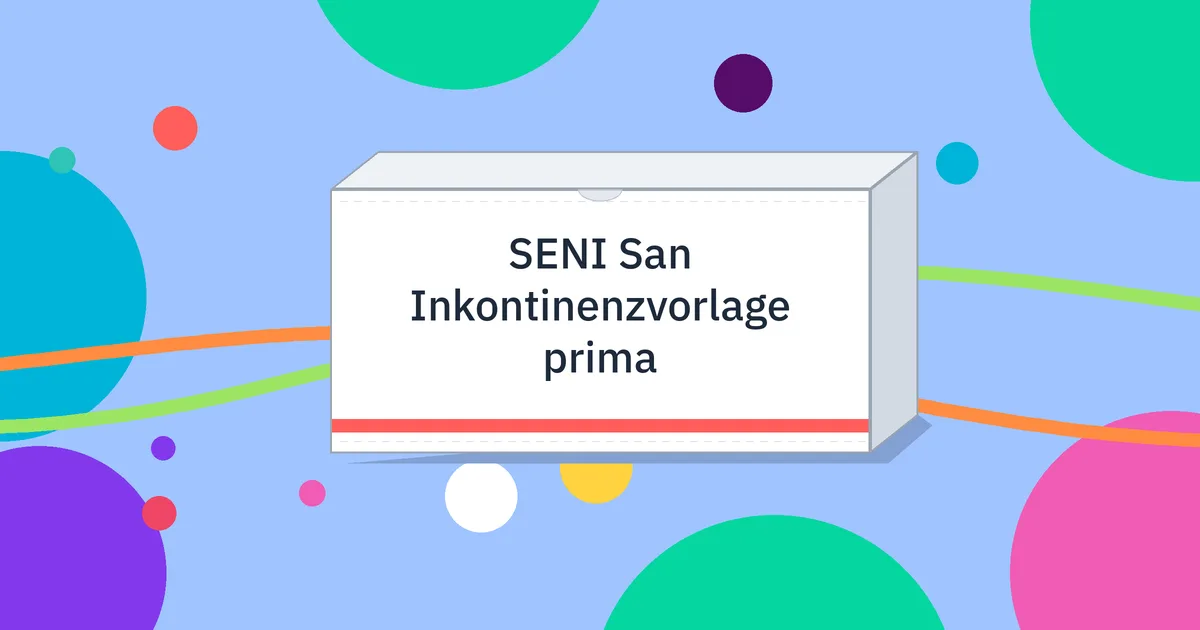 Symbolbild: Packung mit der Aufschrift SENI San Inkontinenzvorlage prima (PZN 18329545) – Verfügbarkeit und Bezug in Apotheken in Frankfurt am Main