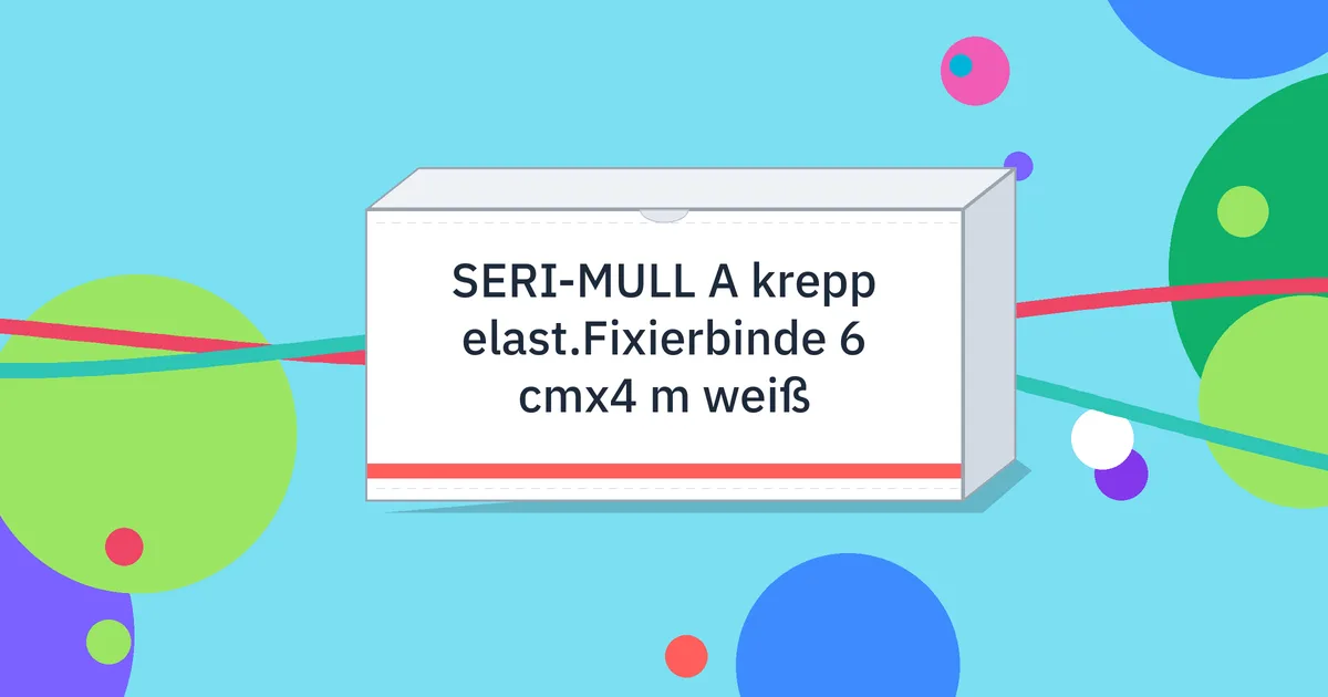 Symbolbild: Packung mit der Aufschrift SERI-MULL A krepp elast.Fixierbinde 6 cmx4 m weiß (PZN 14444640) – Verfügbarkeit und Bezug in Apotheken in Frankfurt am Main