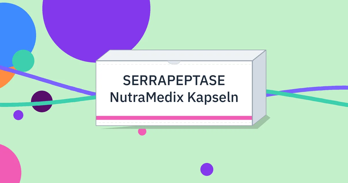 Symbolbild: Packung mit der Aufschrift SERRAPEPTASE NutraMedix Kapseln (PZN 19296055) – Verfügbarkeit und Bezug in Apotheken in Frankfurt am Main