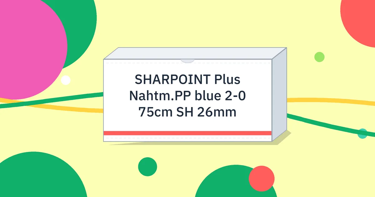 Symbolbild: Packung mit der Aufschrift SHARPOINT Plus Nahtm.PP blue 2-0 75cm SH 26mm (PZN 17986152) – Verfügbarkeit und Bezug in Apotheken in Frankfurt am Main