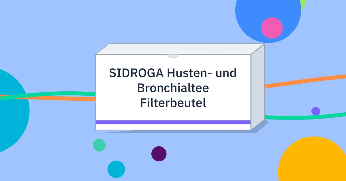 Symbolbild: Packung mit der Aufschrift SIDROGA Husten- und Bronchialtee Filterbeutel (PZN 10109212) – Verfügbarkeit und Bezug in Apotheken in Frankfurt am Main