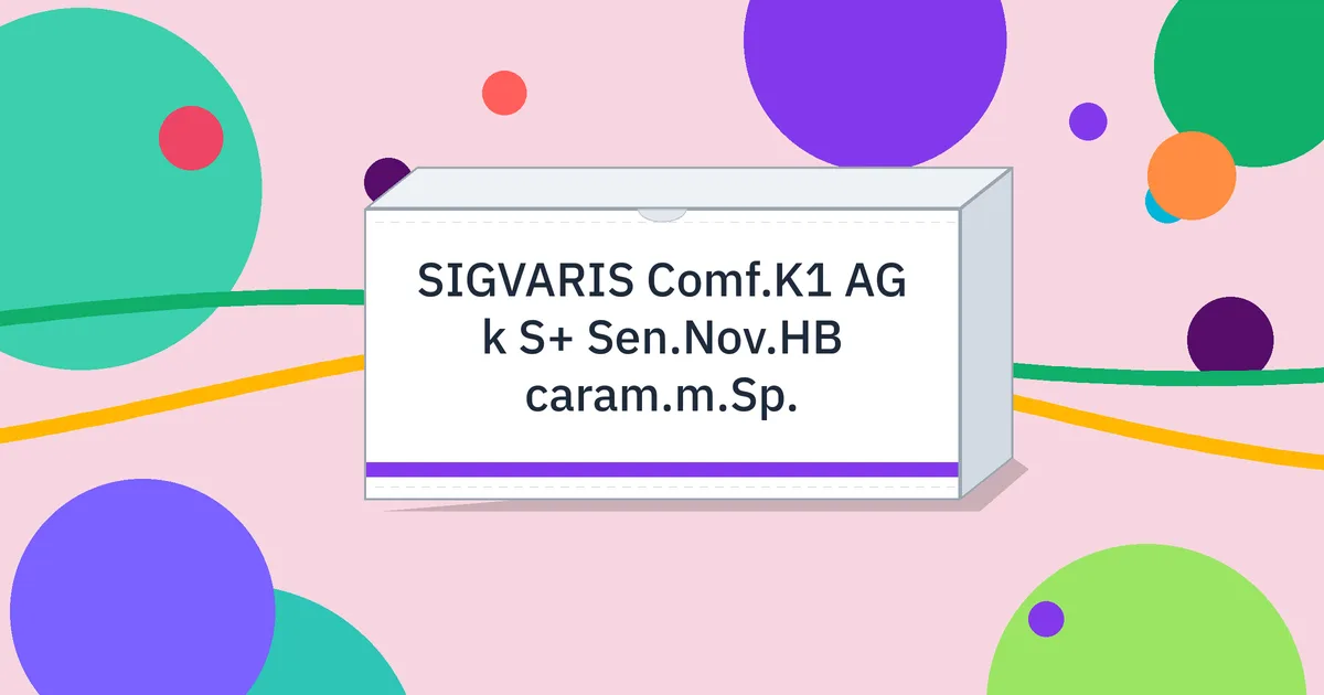 Symbolbild: Packung mit der Aufschrift SIGVARIS Comf.K1 AG k S+ Sen.Nov.HB caram.m.Sp. (PZN 17101900) – Verfügbarkeit und Bezug in Apotheken in Frankfurt am Main