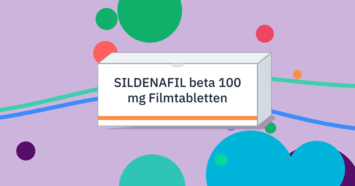 Symbolbild: Packung mit der Aufschrift SILDENAFIL beta 100 mg Filmtabletten (PZN 14243031) – Verfügbarkeit und Bezug in Apotheken in Frankfurt am Main