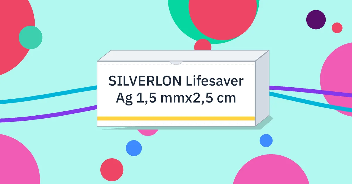 Symbolbild: Packung mit der Aufschrift SILVERLON Lifesaver Ag 1,5 mmx2,5 cm (PZN 11194220) – Verfügbarkeit und Bezug in Apotheken in Frankfurt am Main