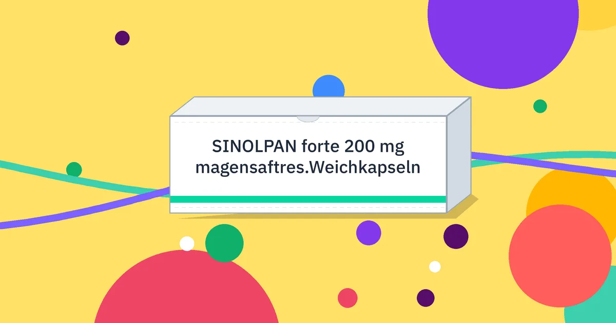 Symbolbild: Packung mit der Aufschrift SINOLPAN forte 200 mg magensaftres.Weichkapseln (PZN 13816944) – Verfügbarkeit und Bezug in Apotheken in Frankfurt am Main