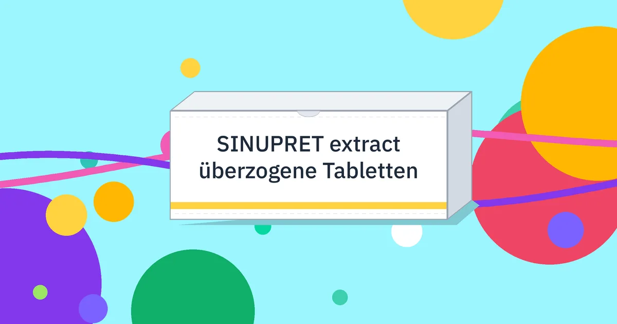 Symbolbild: Packung mit der Aufschrift SINUPRET extract überzogene Tabletten (PZN 09285530) – Verfügbarkeit und Bezug in Apotheken in Frankfurt am Main