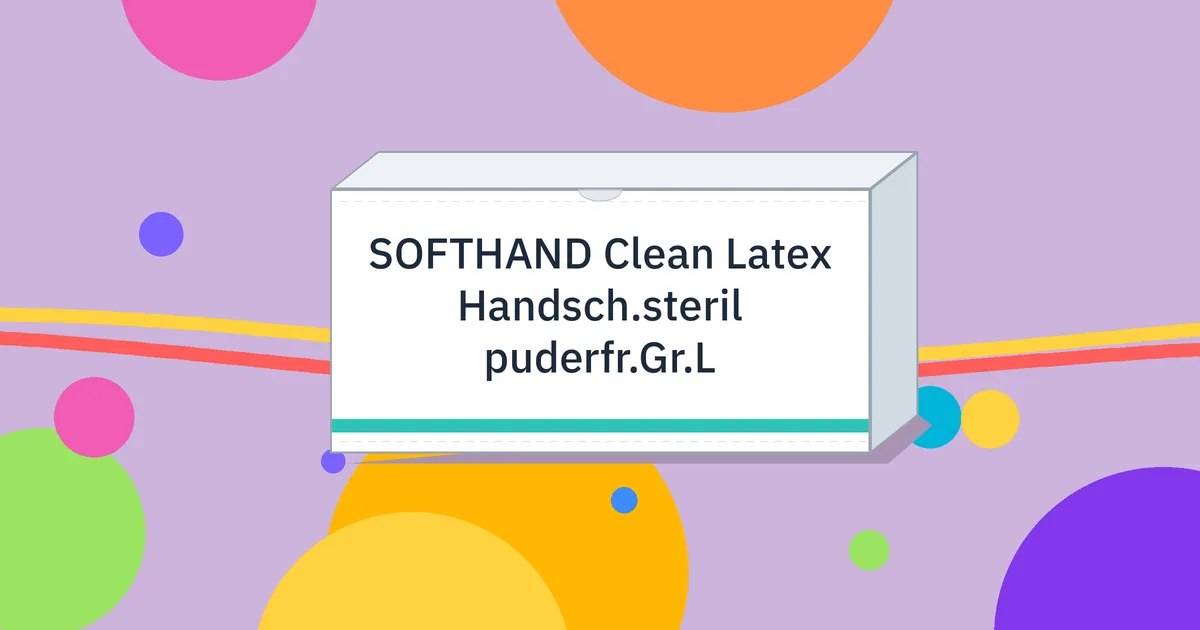 Symbolbild: Packung mit der Aufschrift SOFTHAND Clean Latex Handsch.steril puderfr.Gr.L (PZN 00368817) – Verfügbarkeit und Bezug in Apotheken in Frankfurt am Main