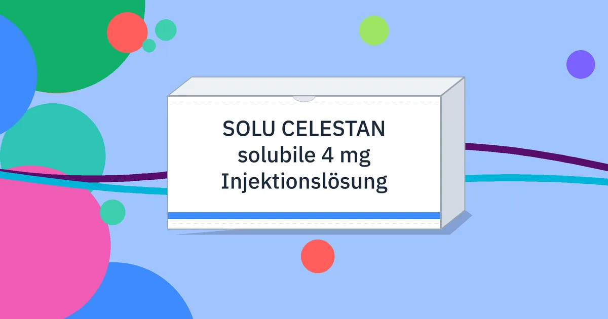 Symbolbild: Packung mit der Aufschrift SOLU CELESTAN solubile 4 mg Injektionslösung (PZN 01940047) – Verfügbarkeit und Bezug in Apotheken in Frankfurt am Main