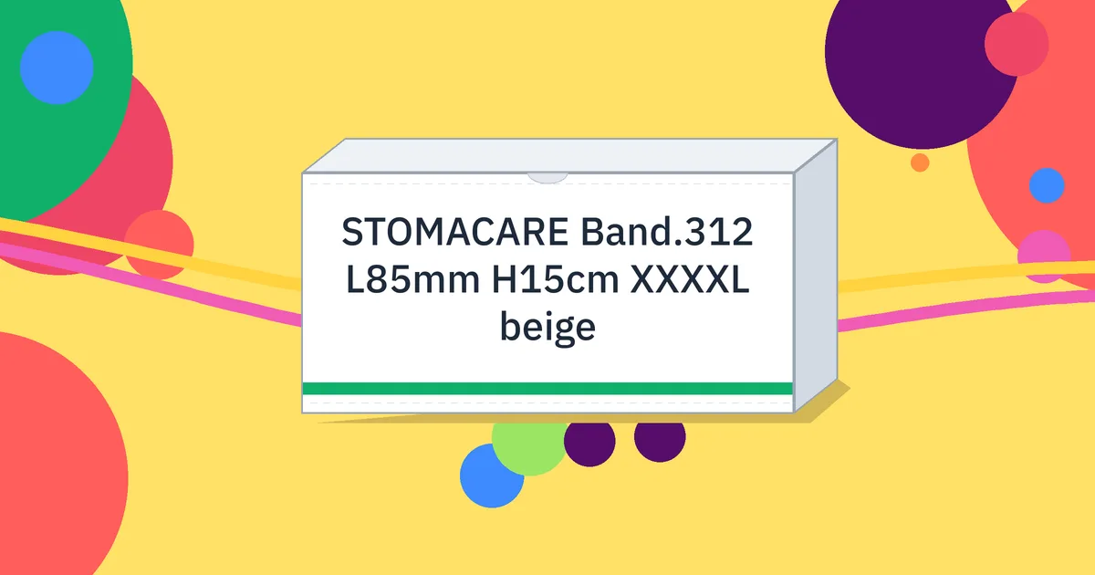 Symbolbild: Packung mit der Aufschrift STOMACARE Band.312 L85mm H15cm XXXXL beige (PZN 09437282) – Verfügbarkeit und Bezug in Apotheken in Frankfurt am Main