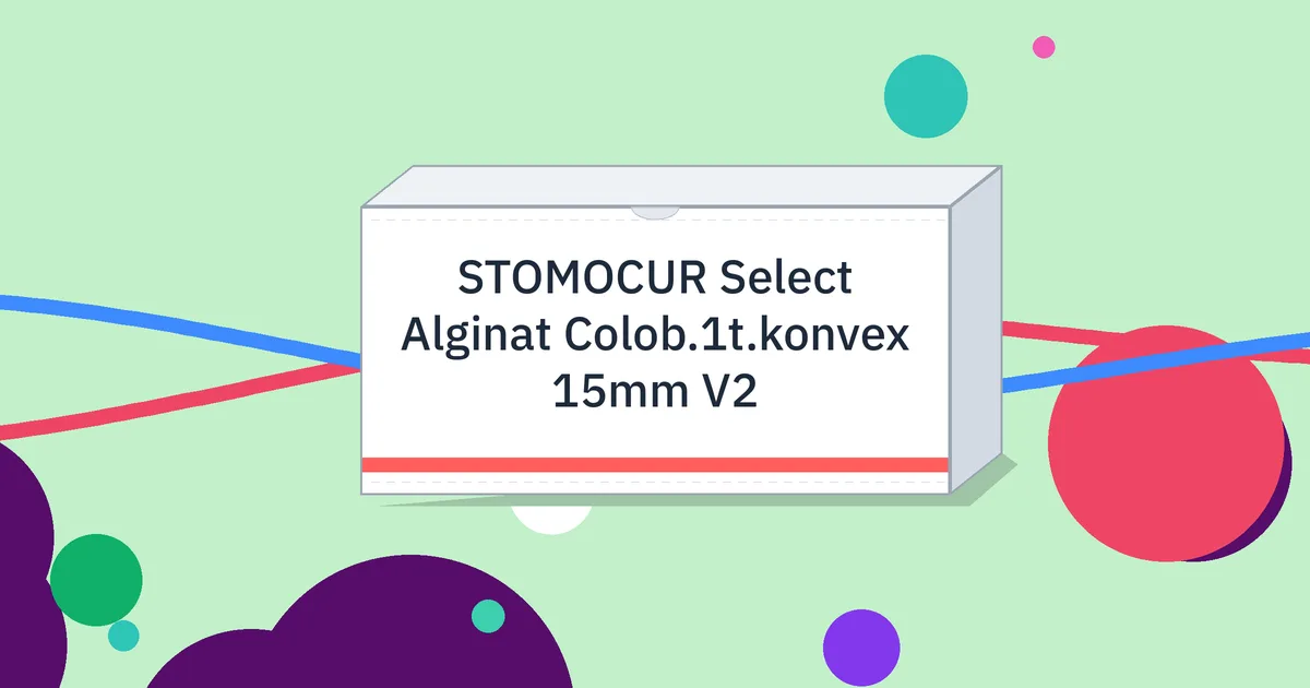 Symbolbild: Packung mit der Aufschrift STOMOCUR Select Alginat Colob.1t.konvex 15mm V2 (PZN 18172894) – Verfügbarkeit und Bezug in Apotheken in Frankfurt am Main