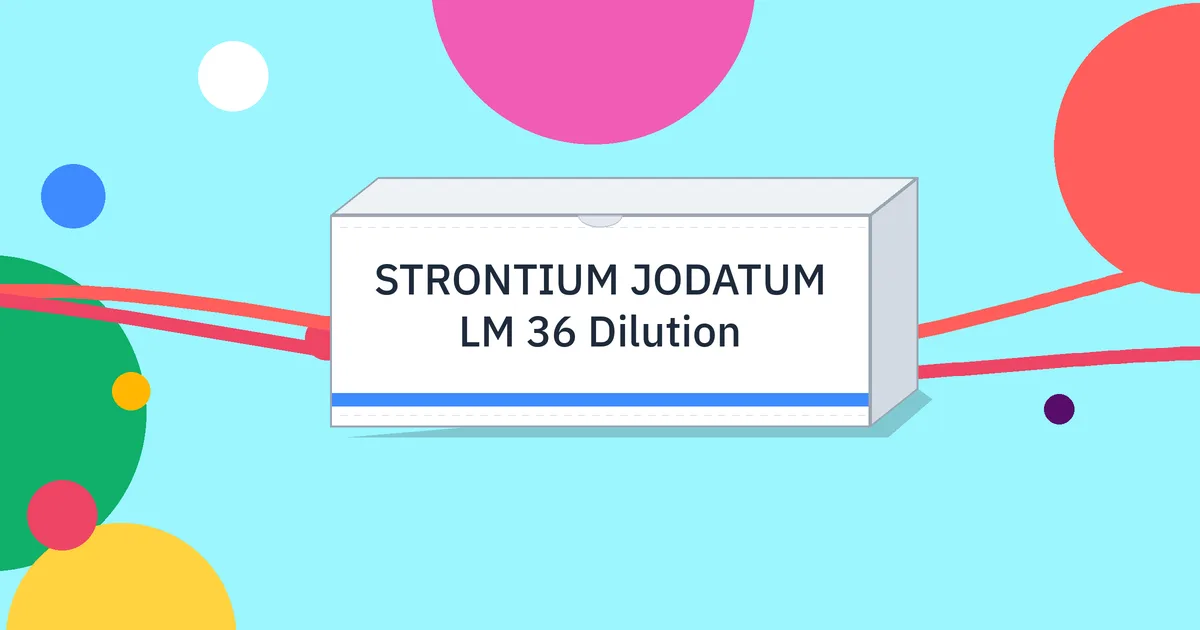 Symbolbild: Packung mit der Aufschrift STRONTIUM JODATUM LM 36 Dilution (PZN 13204170) – Verfügbarkeit und Bezug in Apotheken in Frankfurt am Main
