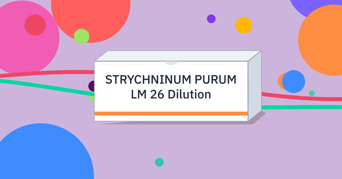 Symbolbild: Packung mit der Aufschrift STRYCHNINUM PURUM LM 26 Dilution (PZN 13207820) – Verfügbarkeit und Bezug in Apotheken in Frankfurt am Main