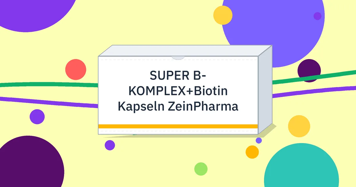 Symbolbild: Packung mit der Aufschrift SUPER B-KOMPLEX+Biotin Kapseln ZeinPharma (PZN 14327868) – Verfügbarkeit und Bezug in Apotheken in Frankfurt am Main