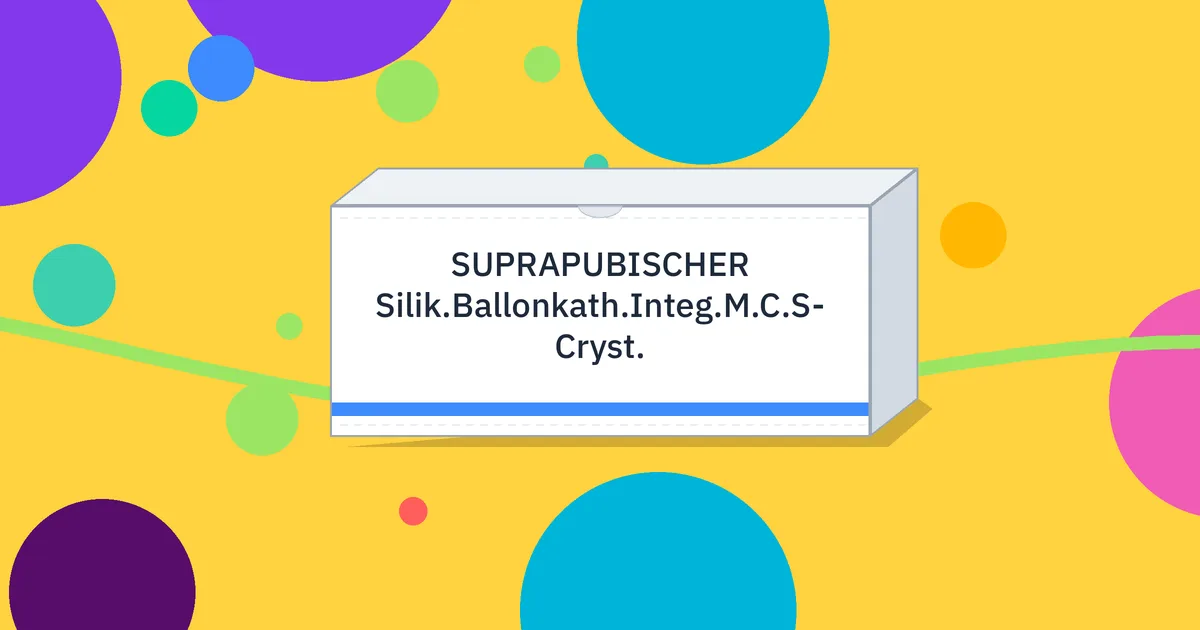 Symbolbild: Packung mit der Aufschrift SUPRAPUBISCHER Silik.Ballonkath.Integ.M.C.S-Cryst. (PZN 04154941) – Verfügbarkeit und Bezug in Apotheken in Frankfurt am Main
