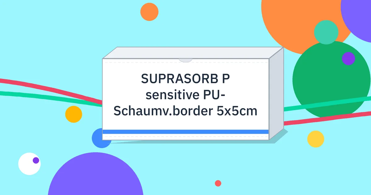 Symbolbild: Packung mit der Aufschrift SUPRASORB P sensitive PU-Schaumv.border 5x5cm (PZN 20691213) – Verfügbarkeit und Bezug in Apotheken in Frankfurt am Main