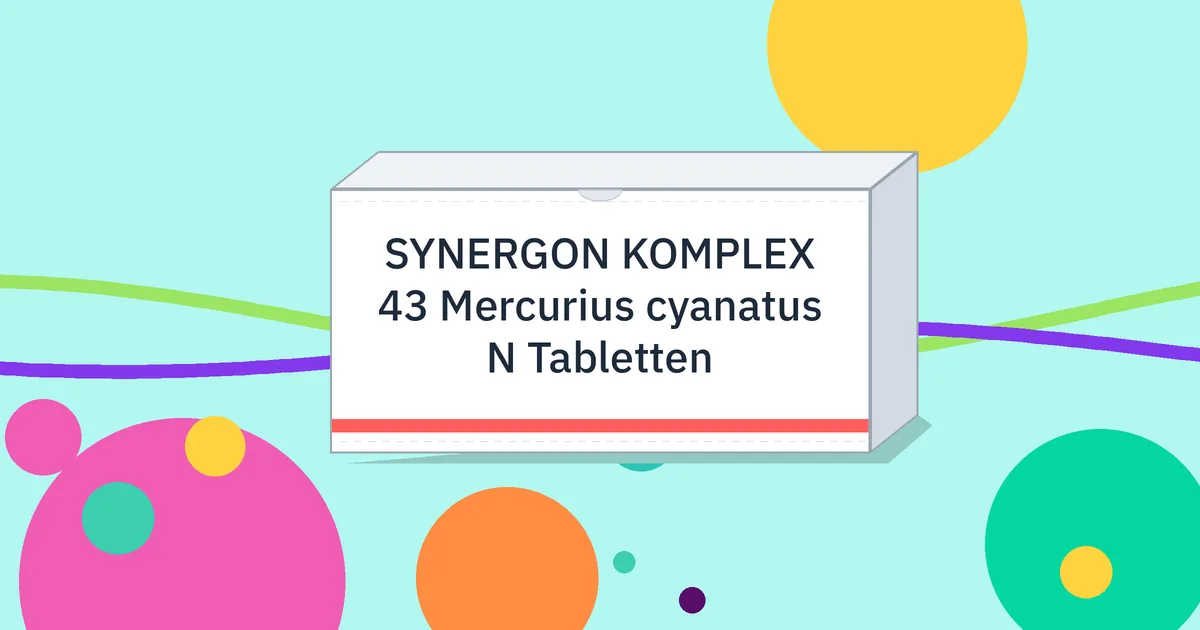 Symbolbild: Packung mit der Aufschrift SYNERGON KOMPLEX 43 Mercurius cyanatus N Tabletten (PZN 04905620) – Verfügbarkeit und Bezug in Apotheken in Frankfurt am Main