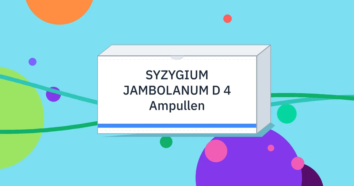 Symbolbild: Packung mit der Aufschrift SYZYGIUM JAMBOLANUM D 4 Ampullen (PZN 11708570) – Verfügbarkeit und Bezug in Apotheken in Frankfurt am Main