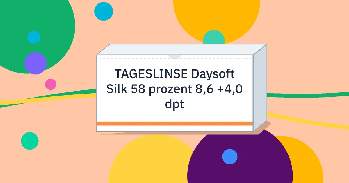 Symbolbild: Packung mit der Aufschrift TAGESLINSE Daysoft Silk 58 prozent 8,6 +4,0 dpt (PZN 00326977) – Verfügbarkeit und Bezug in Apotheken in Frankfurt am Main
