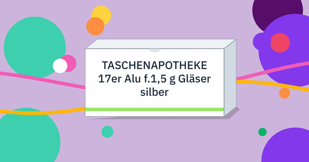 Symbolbild: Packung mit der Aufschrift TASCHENAPOTHEKE 17er Alu f.1,5 g Gläser silber (PZN 09748007) – Verfügbarkeit und Bezug in Apotheken in Frankfurt am Main