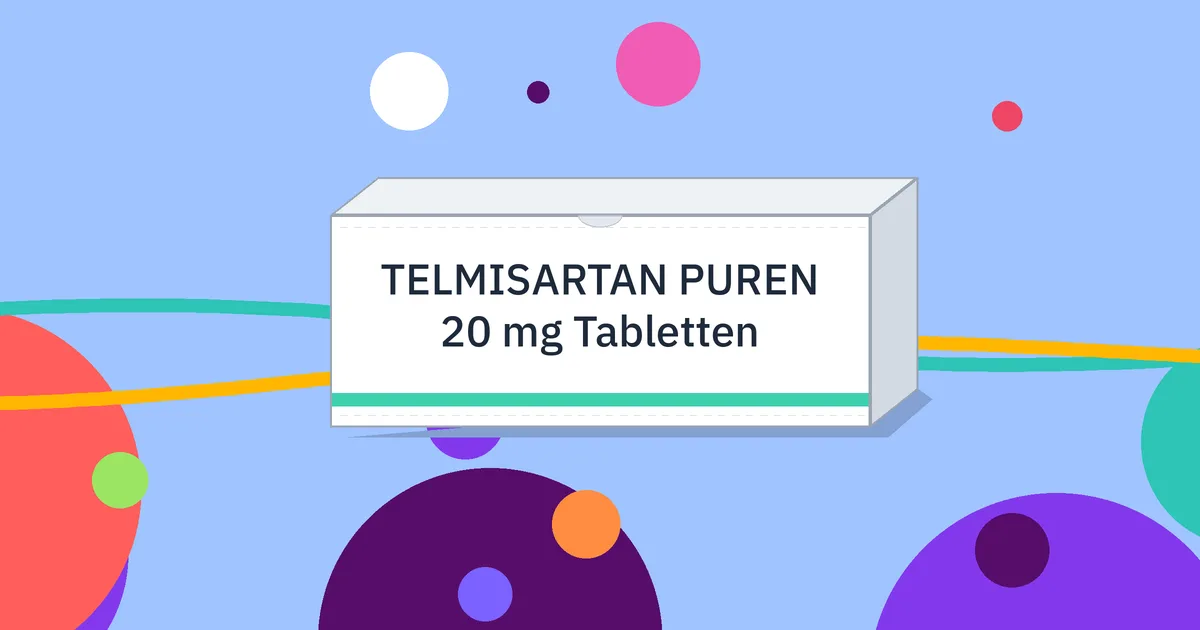 Symbolbild: Packung mit der Aufschrift TELMISARTAN PUREN 20 mg Tabletten (PZN 18457220) – Verfügbarkeit und Bezug in Apotheken in Frankfurt am Main