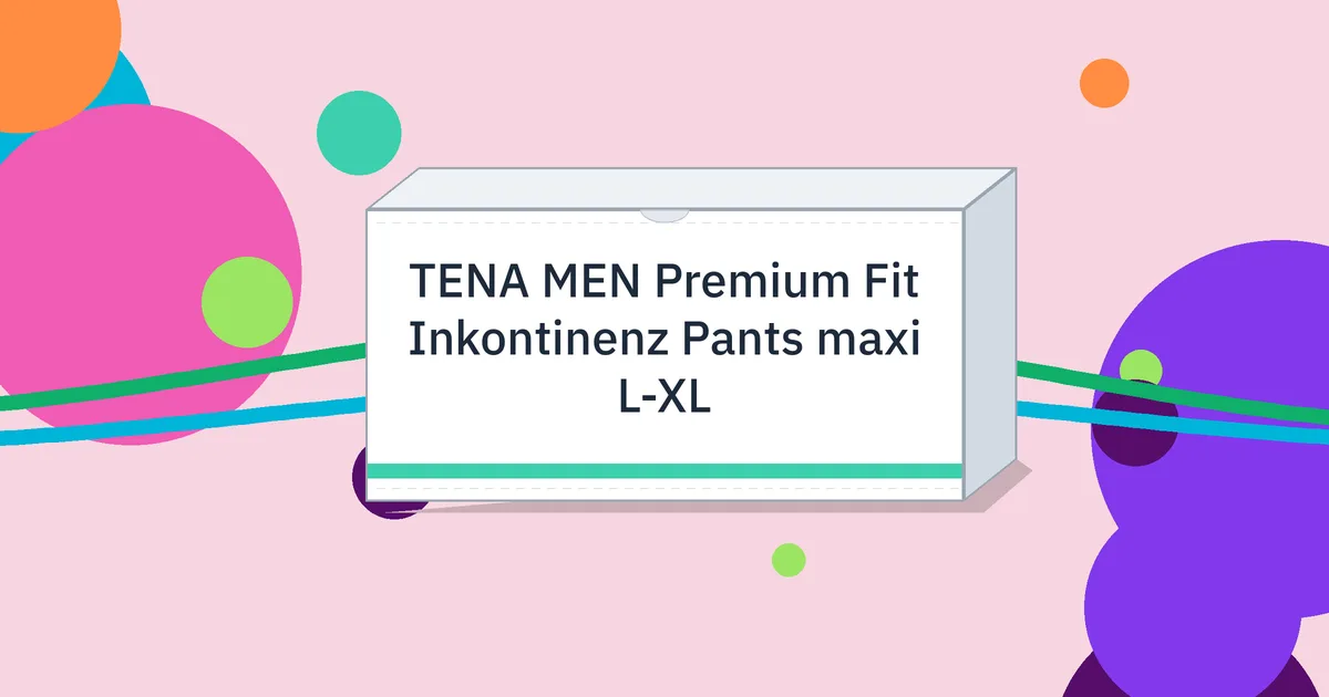 Symbolbild: Packung mit der Aufschrift TENA MEN Premium Fit Inkontinenz Pants maxi L-XL (PZN 17981628) – Verfügbarkeit und Bezug in Apotheken in Frankfurt am Main