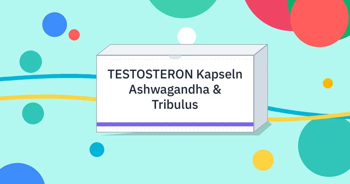 Symbolbild: Packung mit der Aufschrift TESTOSTERON Kapseln Ashwagandha & Tribulus (PZN 19959449) – Verfügbarkeit und Bezug in Apotheken in Frankfurt am Main