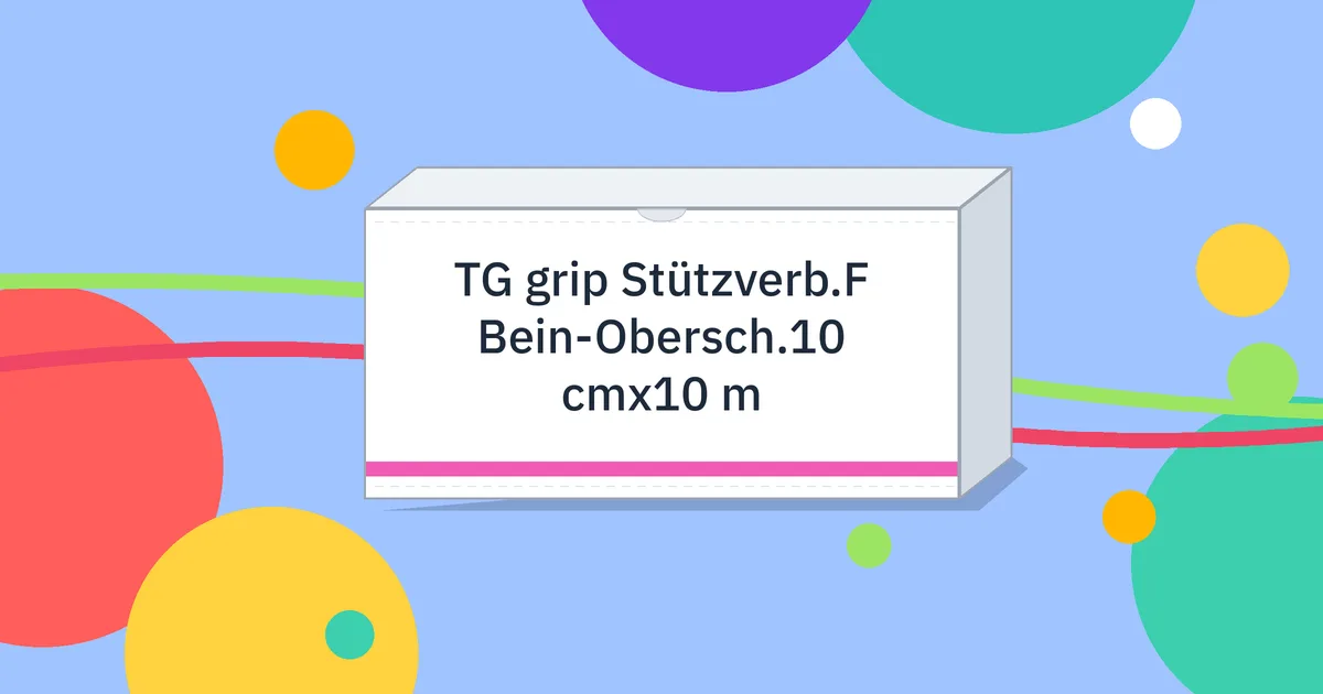 Symbolbild: Packung mit der Aufschrift TG grip Stützverb.F Bein-Obersch.10 cmx10 m (PZN 12775083) – Verfügbarkeit und Bezug in Apotheken in Frankfurt am Main