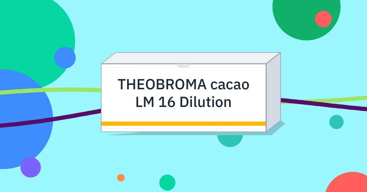 Symbolbild: Packung mit der Aufschrift THEOBROMA cacao LM 16 Dilution (PZN 13219817) – Verfügbarkeit und Bezug in Apotheken in Frankfurt am Main