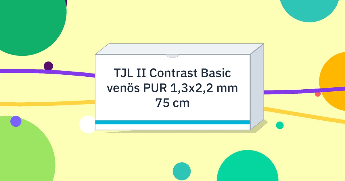 Symbolbild: Packung mit der Aufschrift TJL II Contrast Basic venös PUR 1,3x2,2 mm 75 cm (PZN 07591228) – Verfügbarkeit und Bezug in Apotheken in Frankfurt am Main